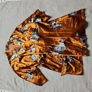 unknown | Intimates & Sleepwear | Orange Floral Satin Chemise And Robe ...